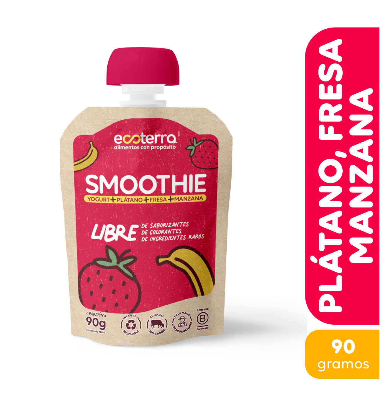 90grs Smoothie - Yoghurt, Plátano y Fresa